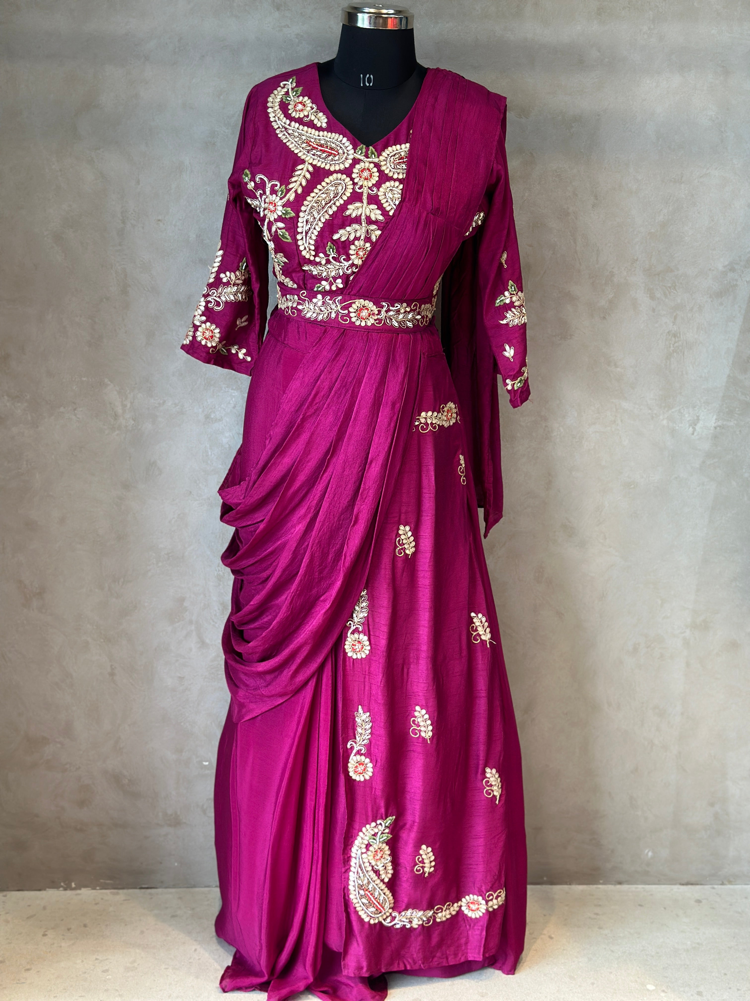 DRAPPED INDO WESTERN SKIRT SET – SEEMA & SUMAN