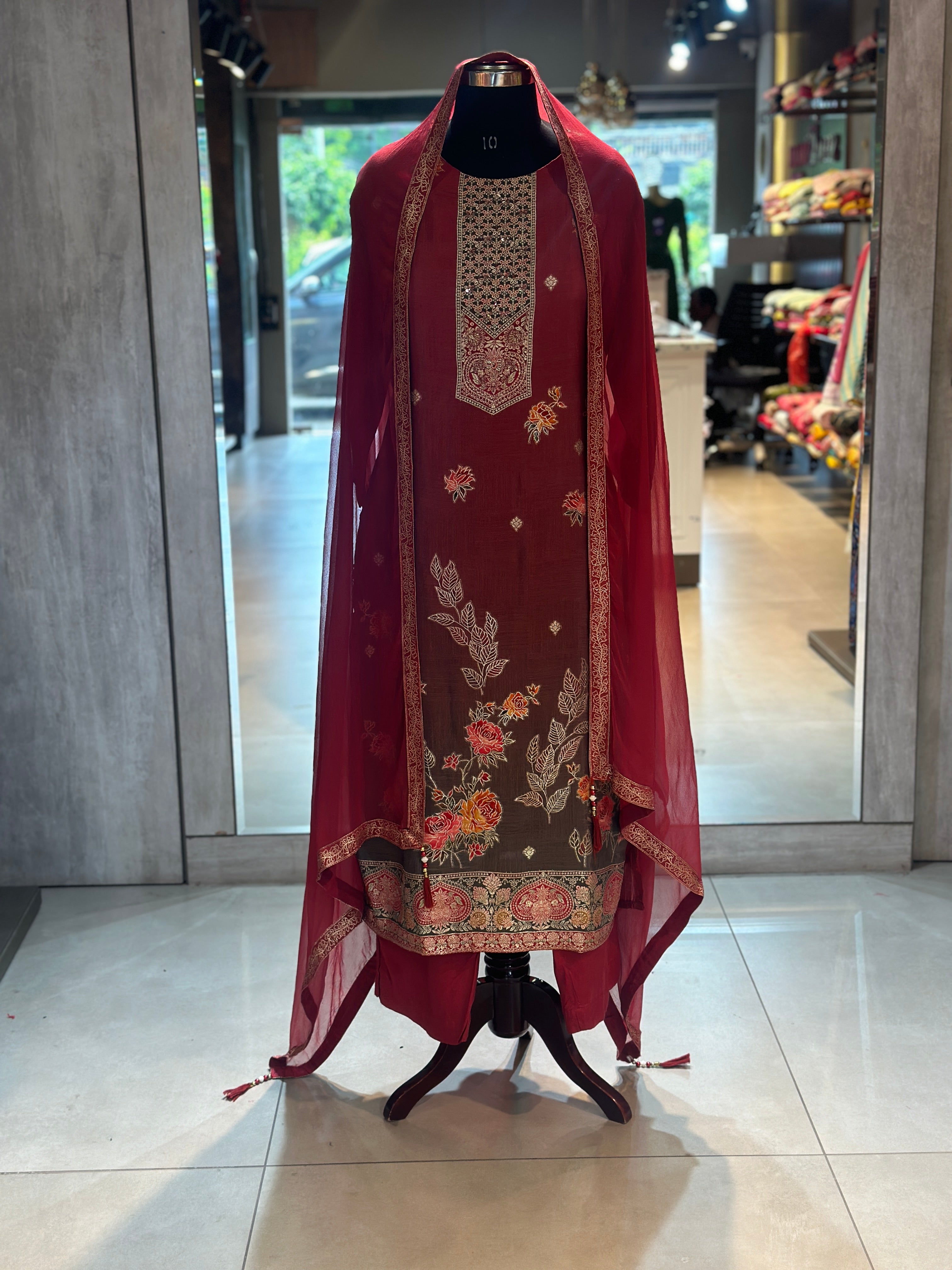 BANARASI STRAIGHT SUIT SET – SEEMA & SUMAN