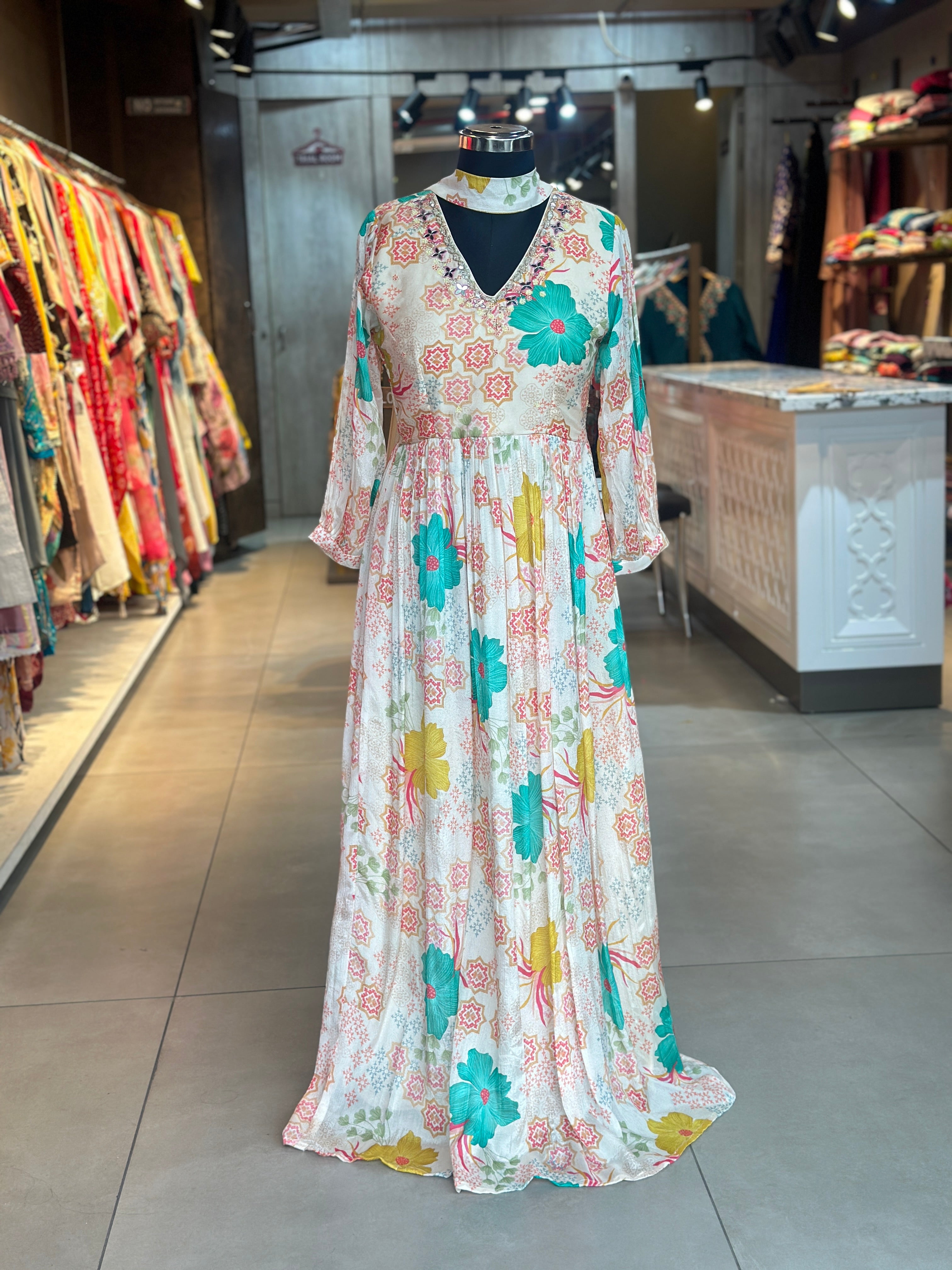 LONG FLORAL GOWN – SEEMA & SUMAN