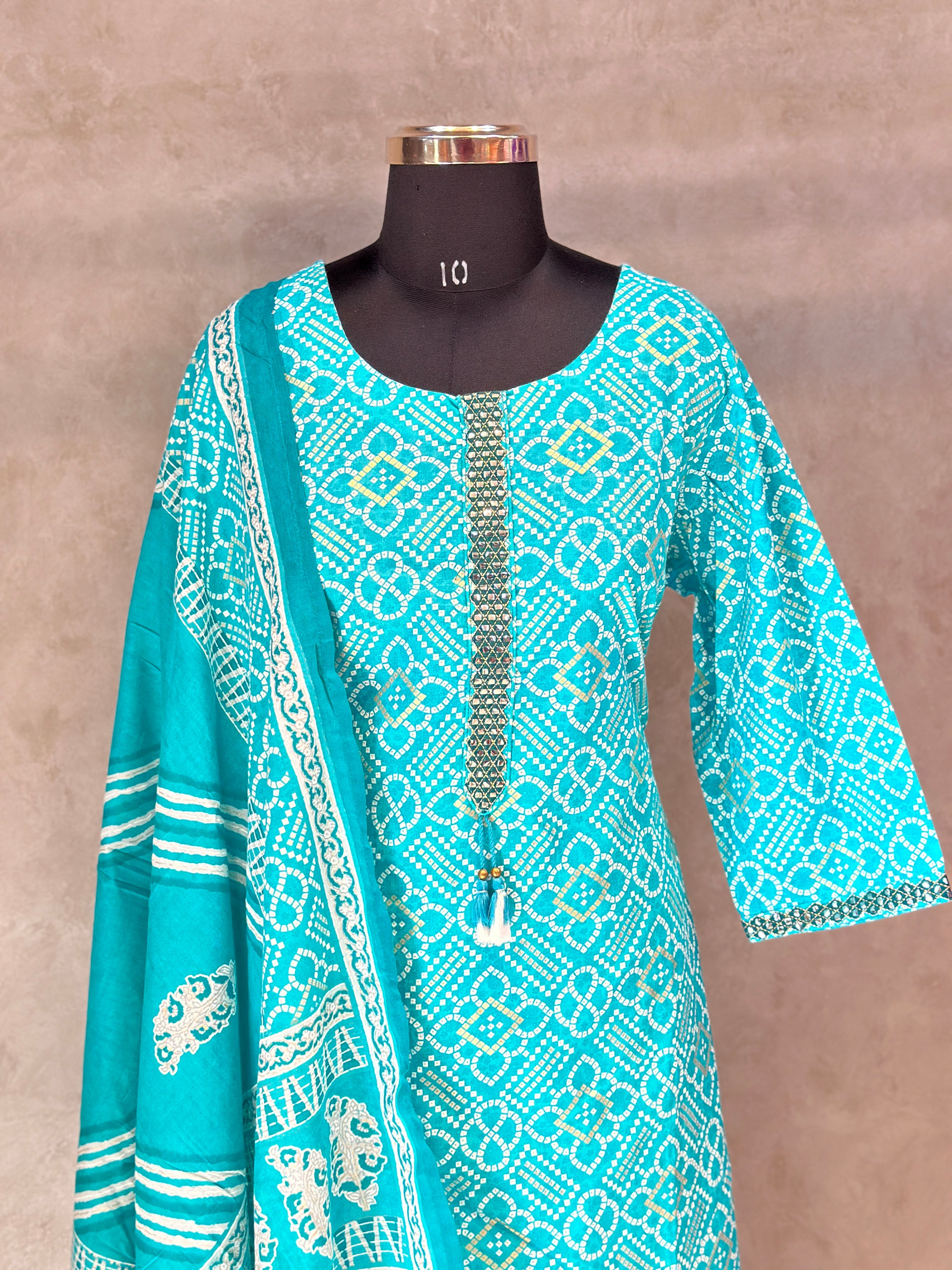 THREE PIECE BHANDEJ SUIT SET – SEEMA & SUMAN